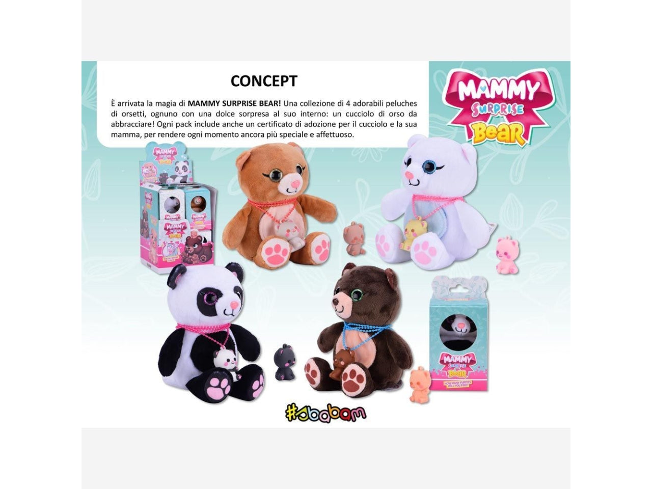 Peluche mammy surprise bears con piccoli cuccioli nascosti nel pancino ...